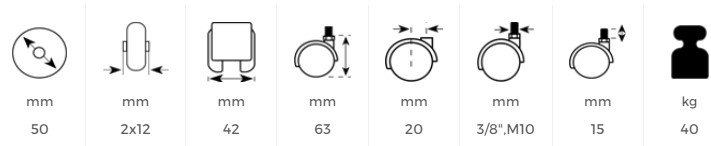 M10 Vidalı Mobilya Ofis Koltuk Sandalye Tekeri
