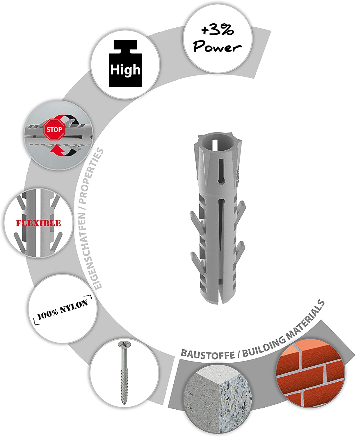 Tox Barracuda Plastik Dübel 10x50 mm 50 Adet